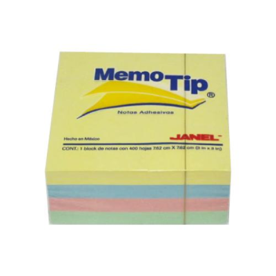NOTAS ADHESIVAS MEMO TIP 7.62X7.62 PASTEL CUADRO 400H